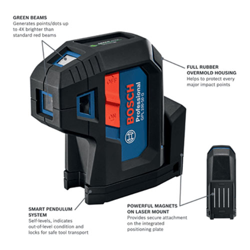 Bosch Green-Beam 5-Point Self-Leveling Alignment Laser GPL100-50G ...