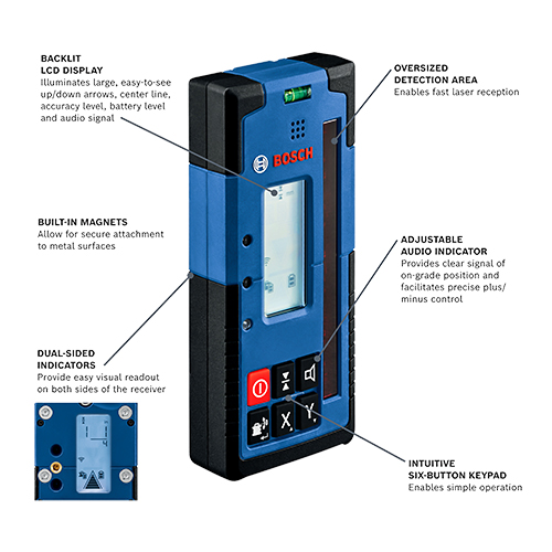 Bosch 2,000 Ft. Red-Beam Rotary Laser Receiver - LR40 - EngineerSupply