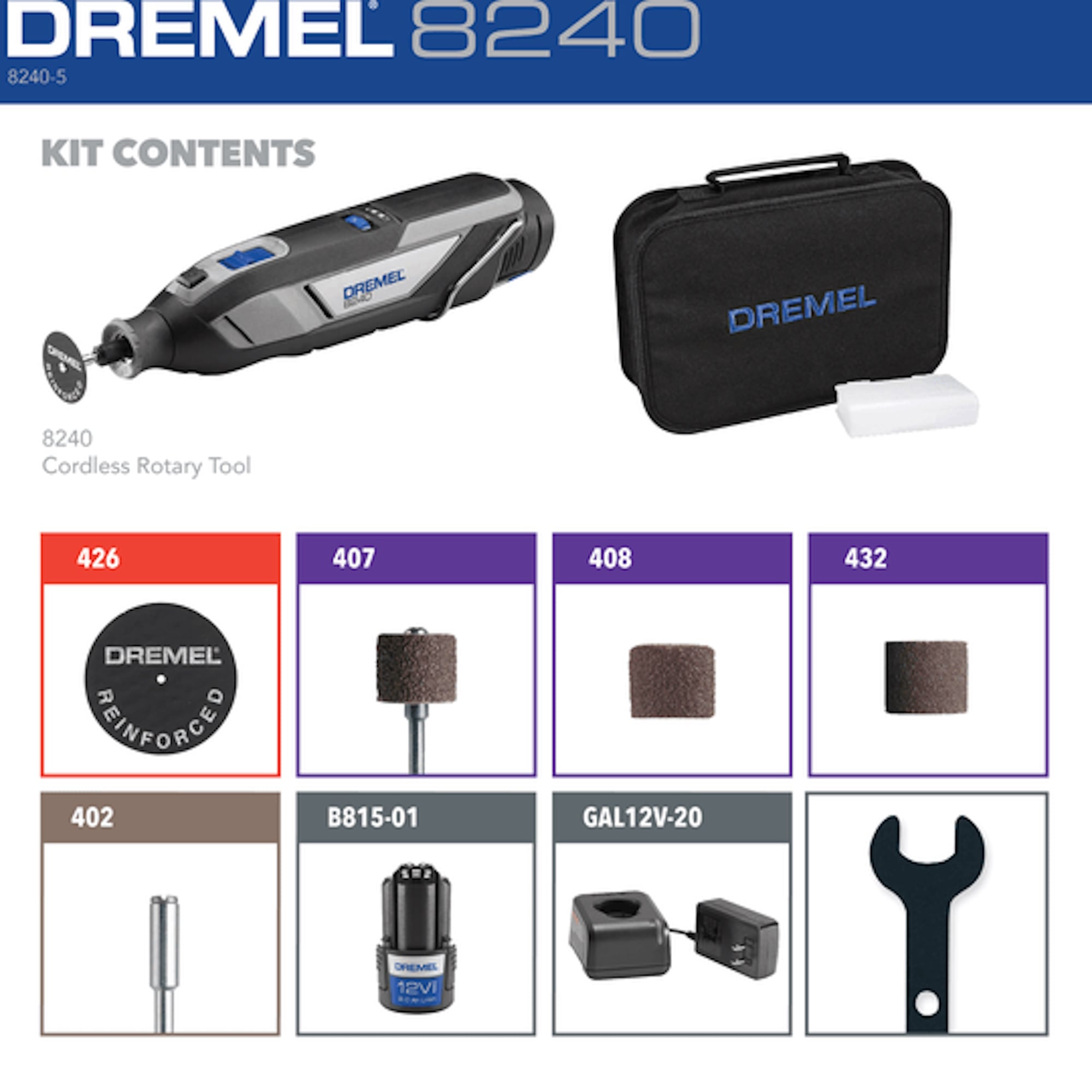 Dremel 8240 12V Cordless Rotary Tool Kit - 8240-5 - EngineerSupply