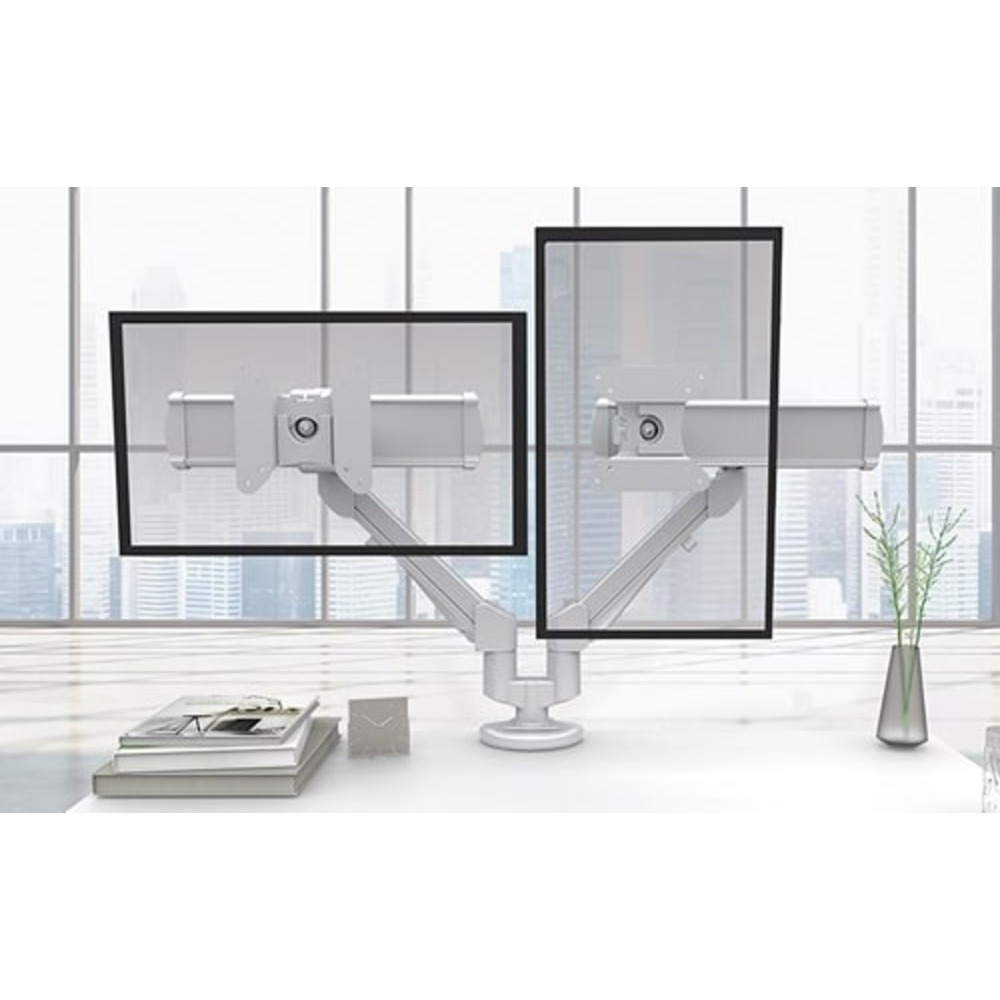 Fellowes Edge 2 Series Dual Monitor Arm w/Desk Clamp & Grommet Mount ...