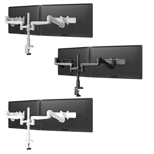 Fellowes Evolve 2 Series Dual Monitor Arm w/Desk Clamp & Grommet Mount ...