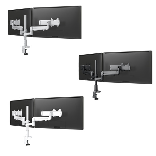Fellowes Evolve 2 Series Dual Monitor Arm w/Desk Clamp & Grommet Mount ...