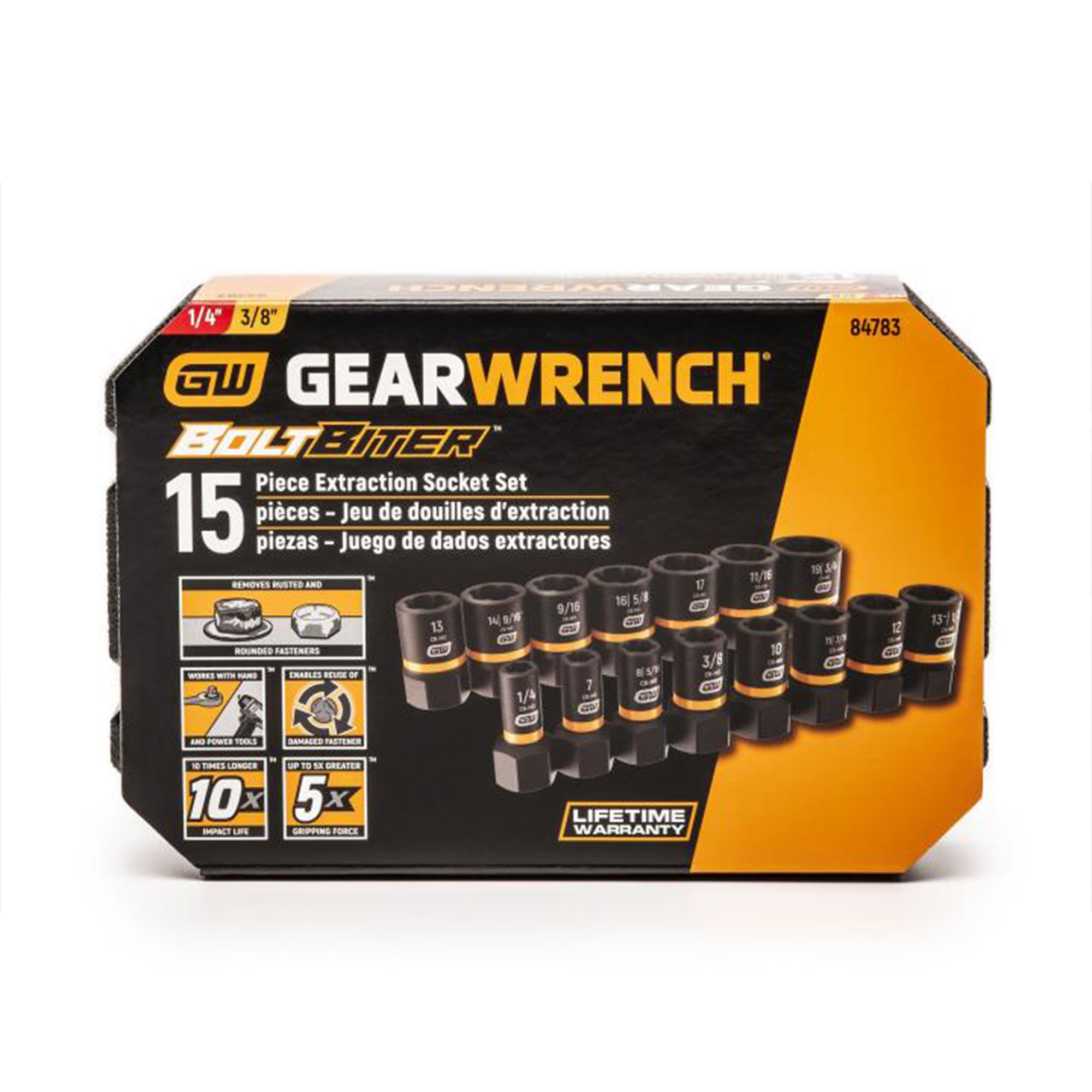 Gearwrench 1/4" & 3/8" Drive Bolt Biter Impact Extraction Socket Sets - (2 Options Available ...