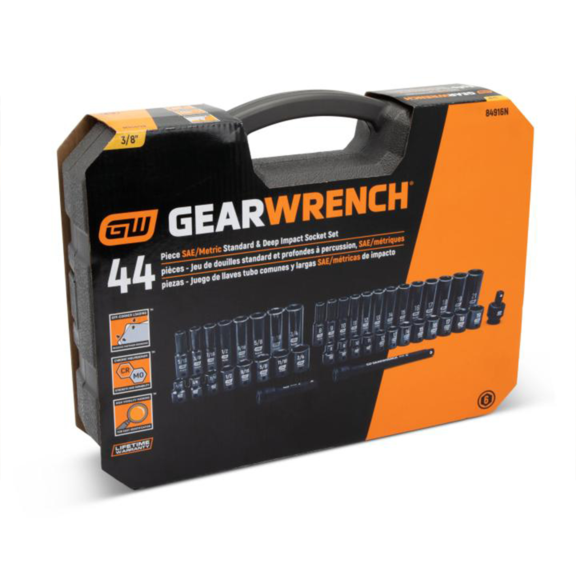 Gearwrench 3/8" Drive 6 Point Standard & Deep Impact Socket Sets (SAE/Metric, Metric) - (2 ...