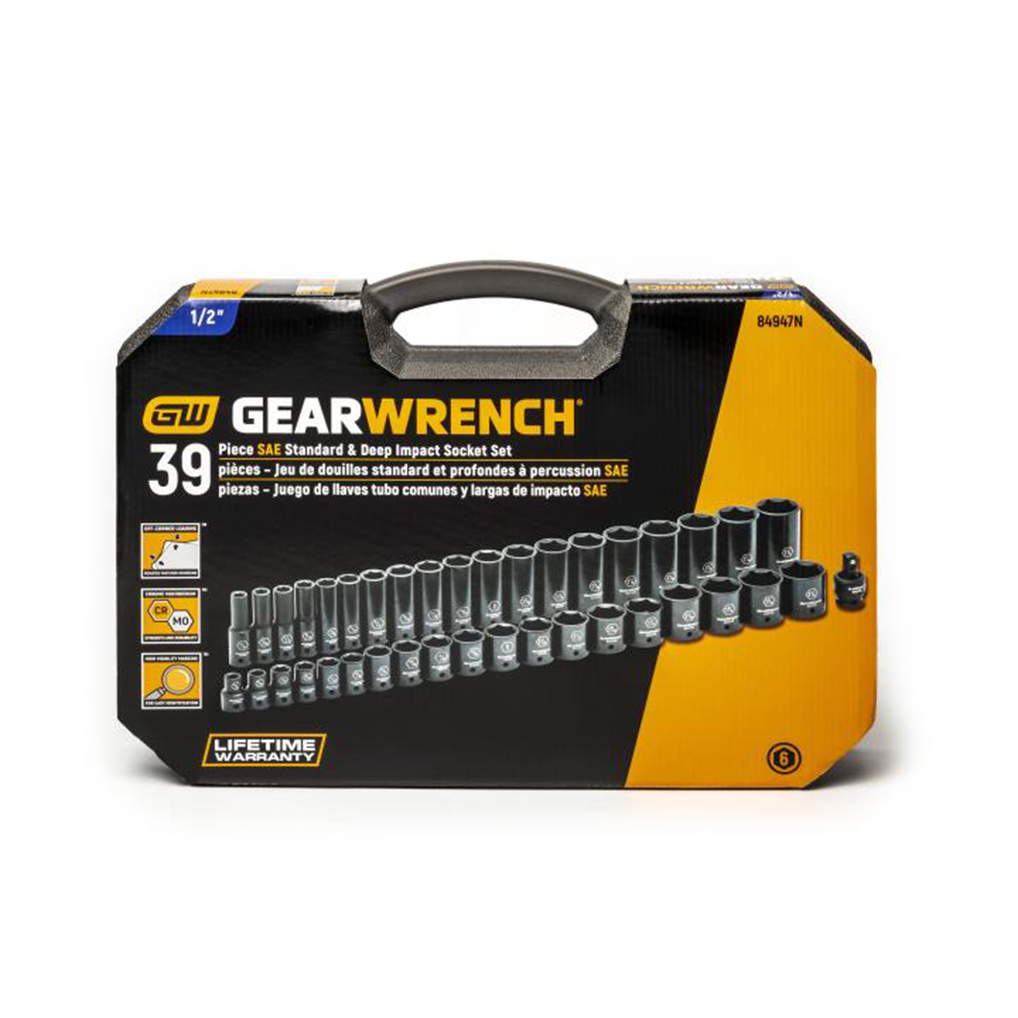 Gearwrench 1/2" Drive 6 Point Standard/Deep Impact Socket Sets (SAE ...
