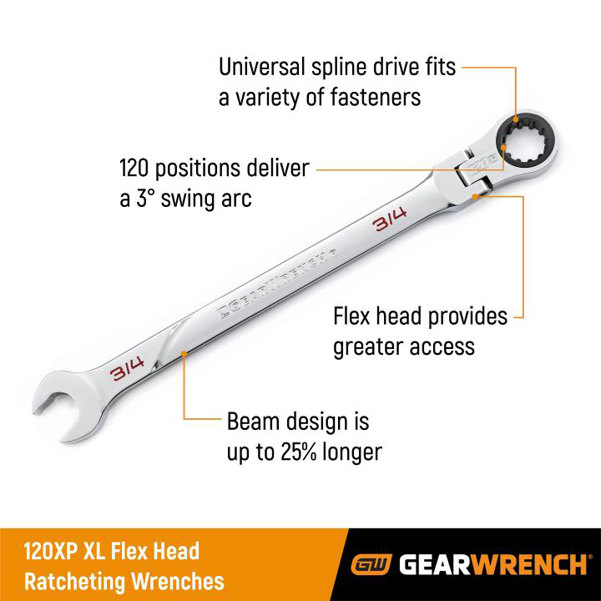Gearwrench 120XP Universal Spline XL Metric Wrench Sets - (4 Options ...