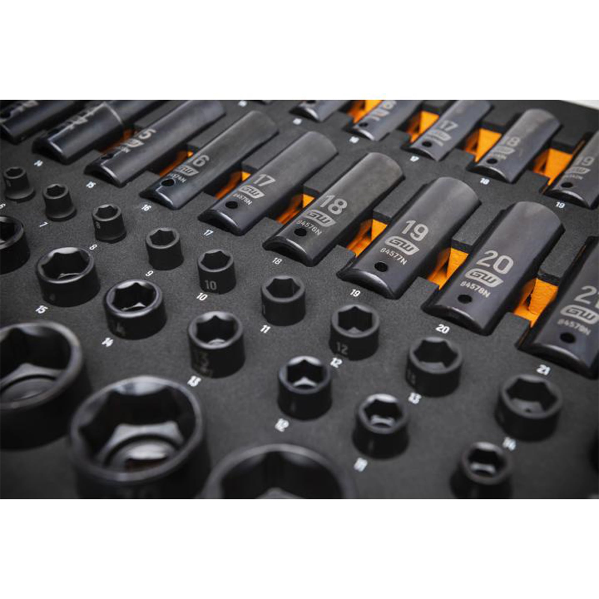 Gearwrench 1/4", 3/8", 1/2" Drive 6 Point Impact Socket Sets in Foam ...