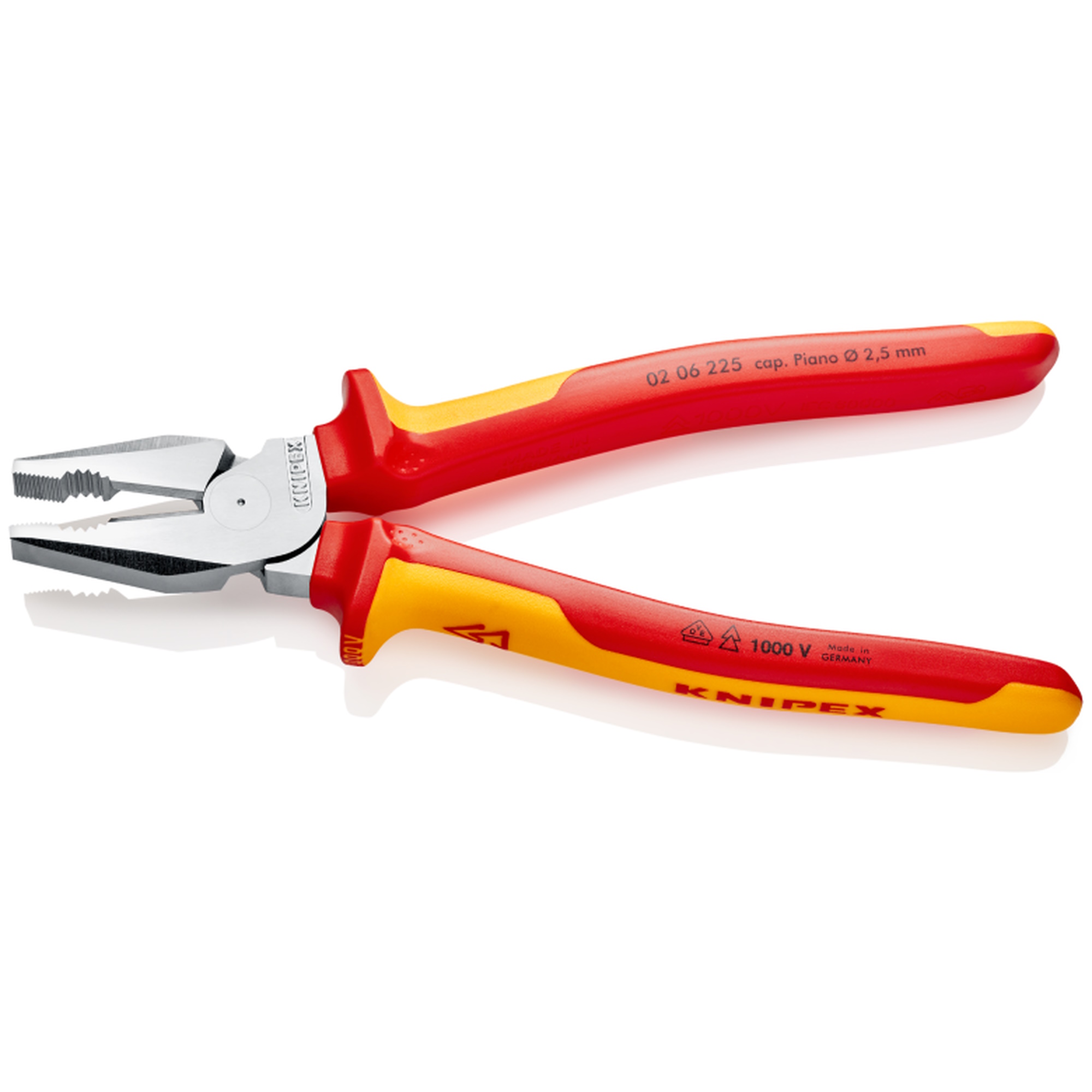 Knipex 9" High Leverage Combination Pliers-1000V Insulated - 02 06 225 - EngineerSupply