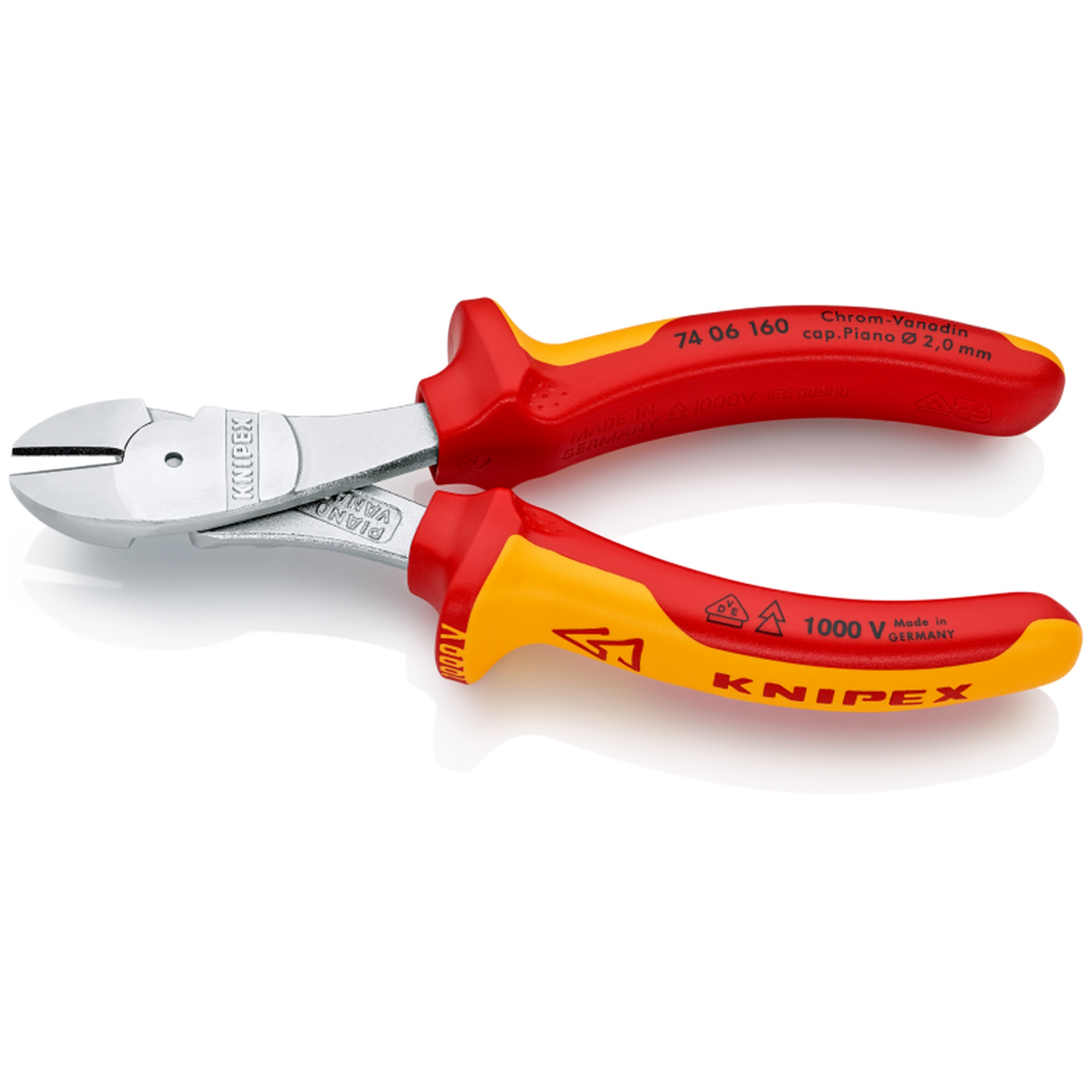 Knipex 6 1/4" High Leverage Diagonal Cutters-1000V Insulated - 74 06 ...