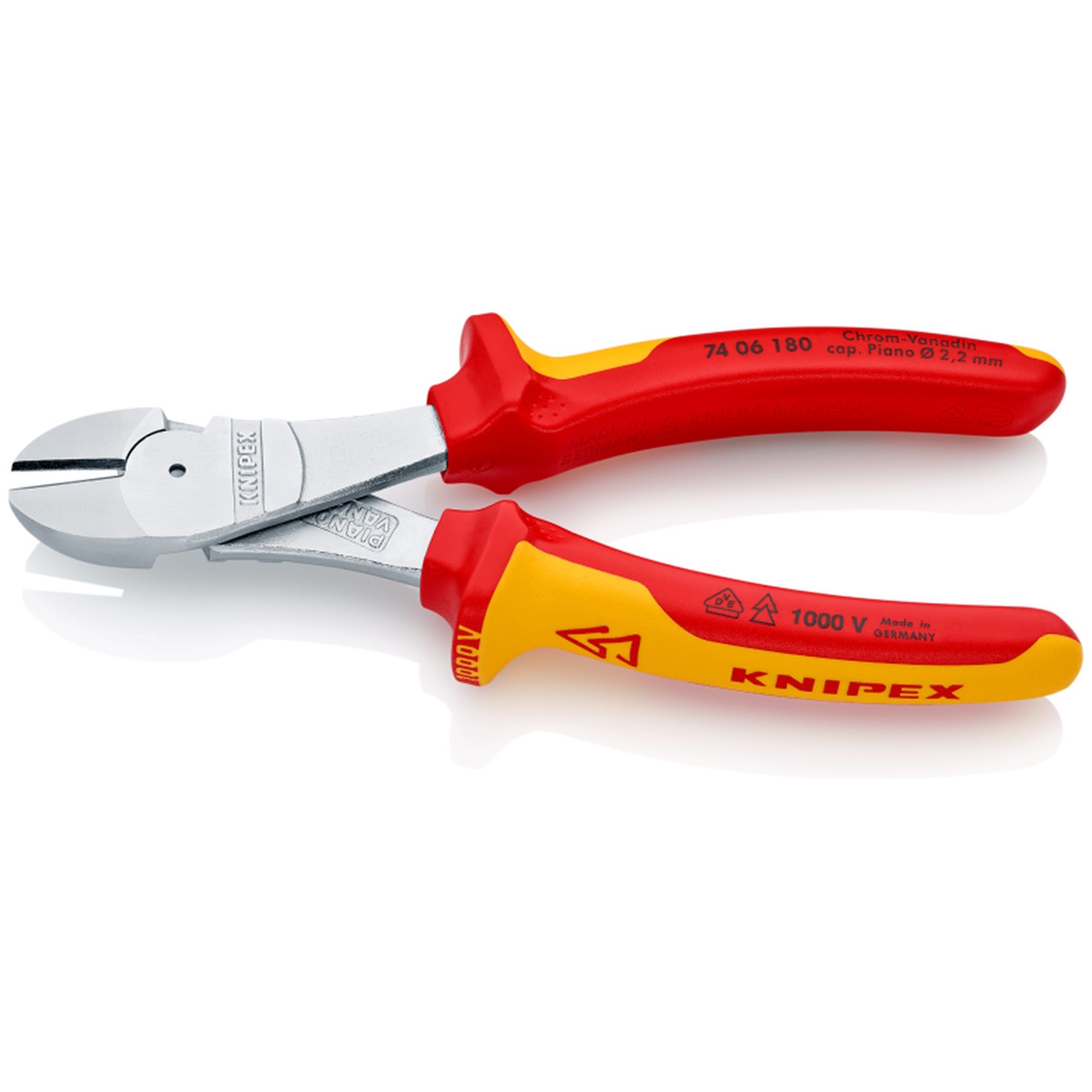Knipex 7 1/4" High Leverage Diagonal Cutters-1000V Insulated - 74 06 ...