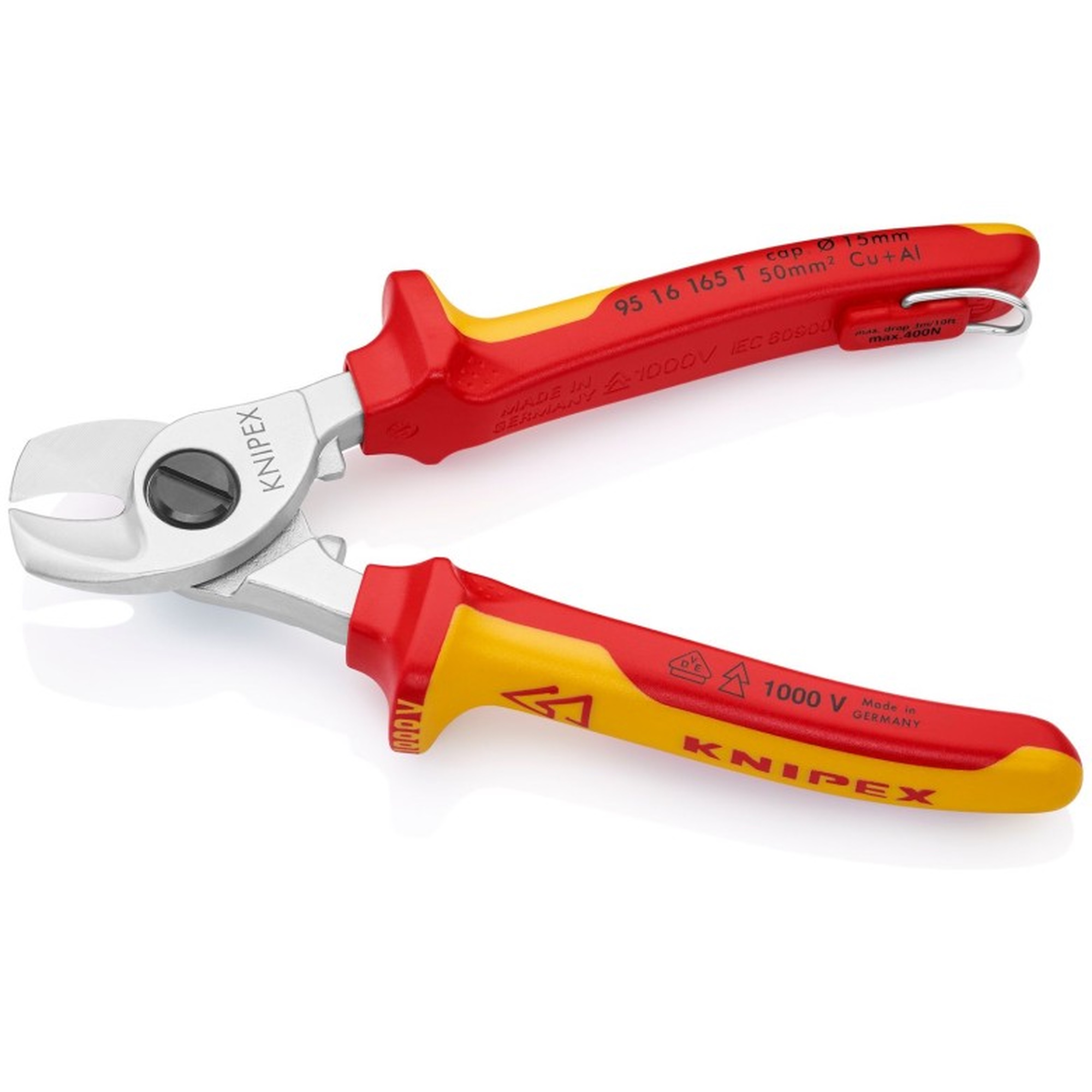 Knipex 6 1/2" Cable Shears-1000V Insulated, Tethered Attachment - 95 16 ...