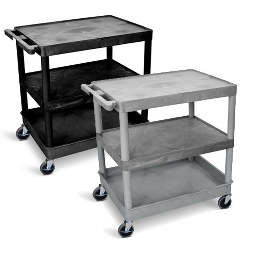 Luxor Large Flat Shelf Cart - Three Shelves - TC222 (2 Colors Available ...