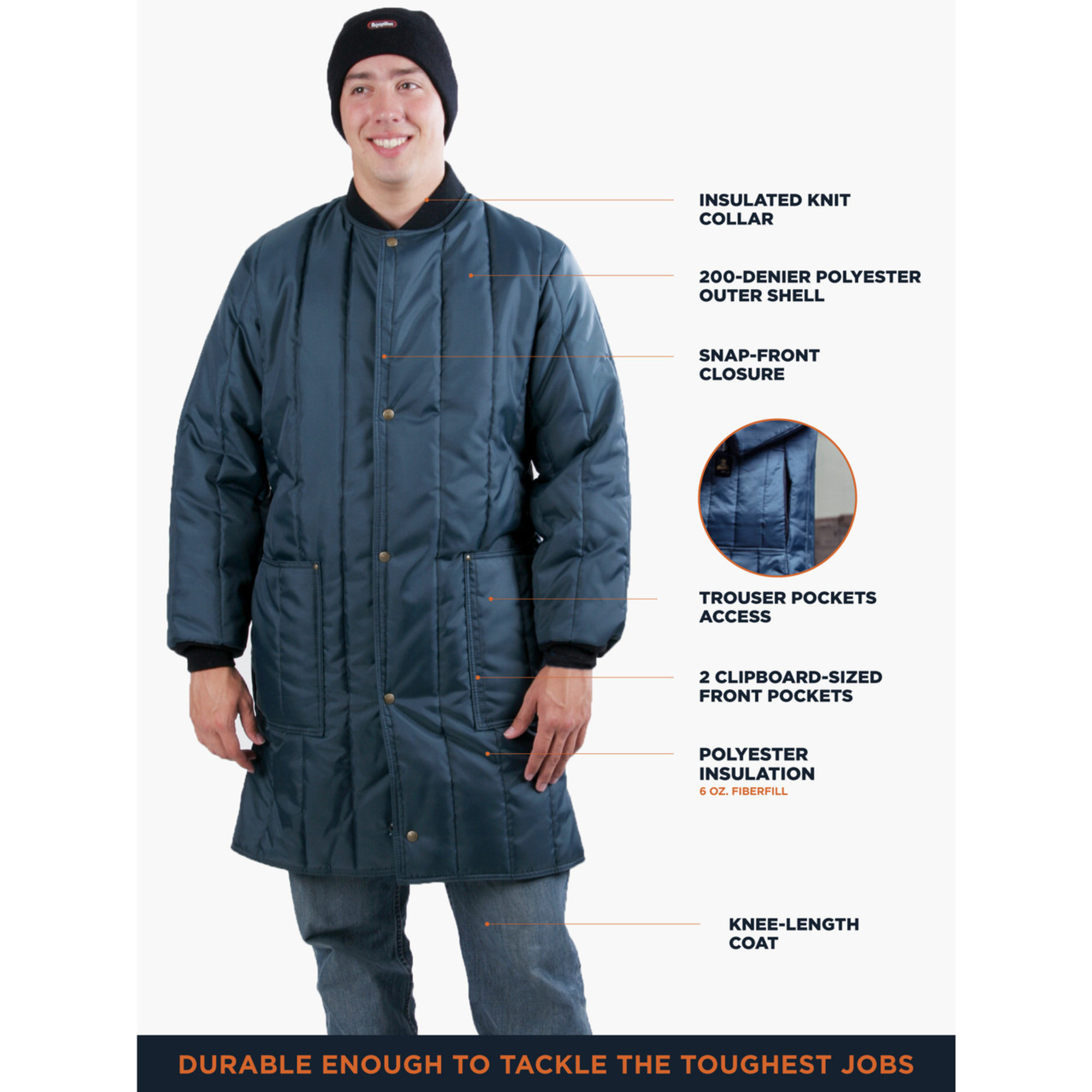 RefrigiWear Econo-Tuff Frock Liner (Comfort Rating 15F) Navy - (8 Sizes ...