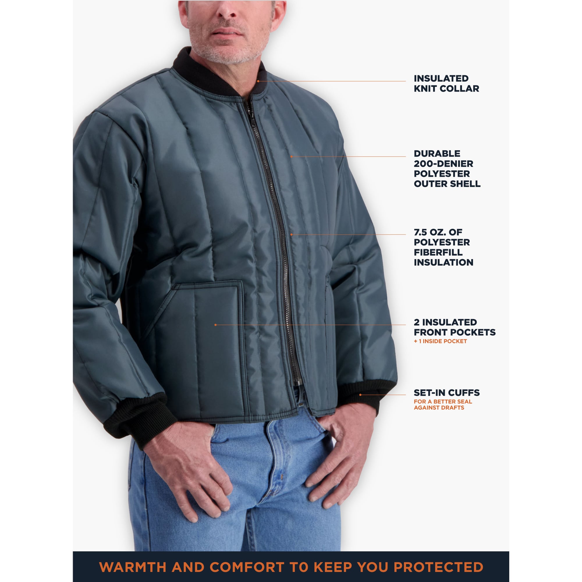 RefrigiWear Econo-Tuff Jacket (Comfort Rating 15F) Navy - (8 Sizes ...