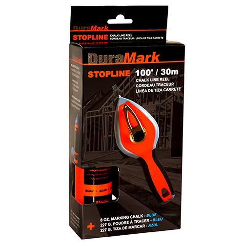 US Tape 100' DuraMark Stopline Chalk Line Reel with 8 oz. Blue Chalk ...